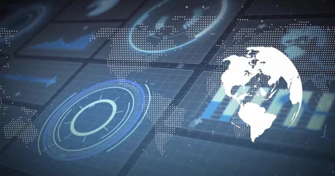 Dark grid filling starting dotted map wi... | Stock Video | Pond5