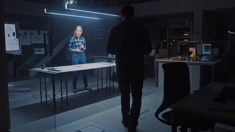 In Dark Industrial Design Engineering Fa... | Stock Video | Pond5