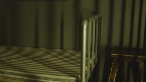 Dark jail cell at night . Concrete wall ... | Stock Video | Pond5