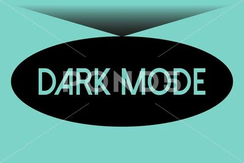 DARK MODE text on black circle shape in blue background: Graphic #230983953