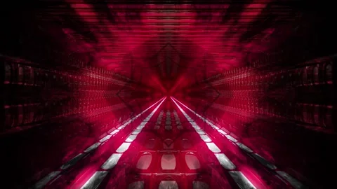 dark red science fiction tunnel dream vi... | Stock Video | Pond5