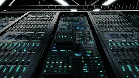 Dark server room in modern data center. | Stock Video | Pond5