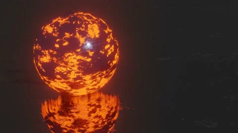 a dark sphere with a glowing red texture... | Stock Video | Pond5