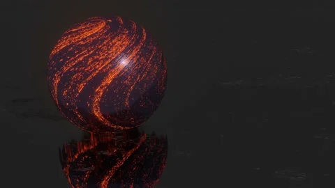 a dark sphere with a glowing red texture... | Stock Video | Pond5