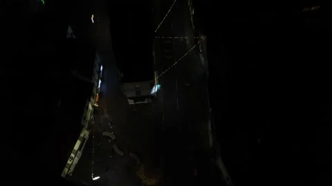 Dark spooky aerial view of an empty town... | Stock Video | Pond5