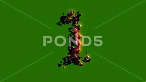 Dark stones with red glowing number 1 - cosmic lava rocks font: Royalty ...