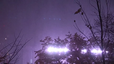 Dark wet rainy windy night in the city s... | Stock Video | Pond5