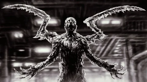 Dark zombie insect standing inside space... | Stock Video | Pond5