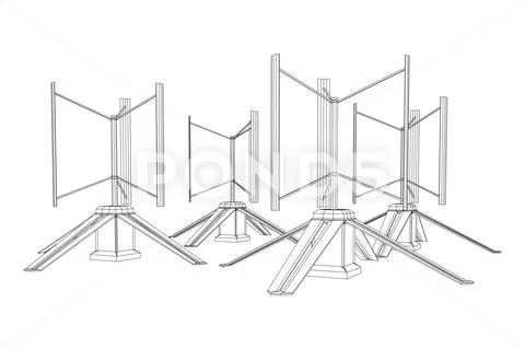 Darrieus wind turbine. Windmill generator Illustration #146652088