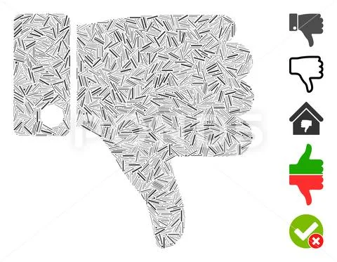 Dash Collage Thumb Down Stock Illustration ~ #126036672