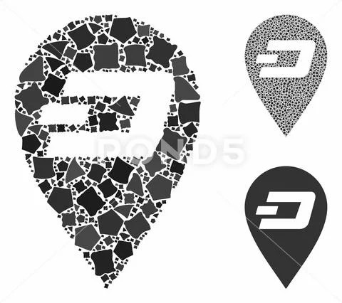 Dash map marker Mosaic Icon of Rugged Pieces ~ Clip Art #118994055