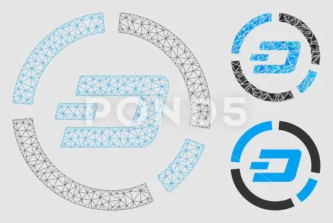 Dash Pie Chart Vector Mesh Carcass Model and Triangle Mosaic Icon ...