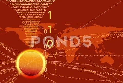 Data Background - Binary Code Technology Stream with Globe: Graphic #80392825