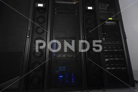 Data Center With Multiple Rows of Fully Operational Server Racks ...