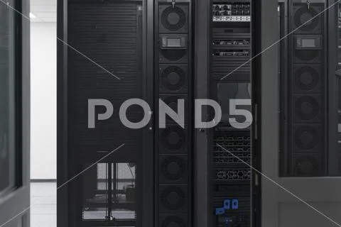 Data Center With Multiple Rows of Fully Operational Server Racks ...
