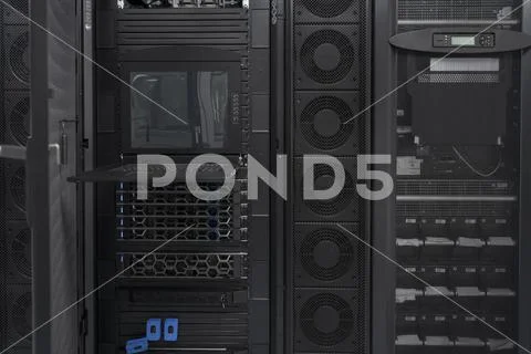 Photograph: Data Center With Multiple Rows of Fully Operational Server ...