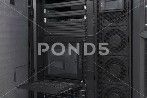 Data Center With Multiple Rows of Fully Operational Server Racks ...