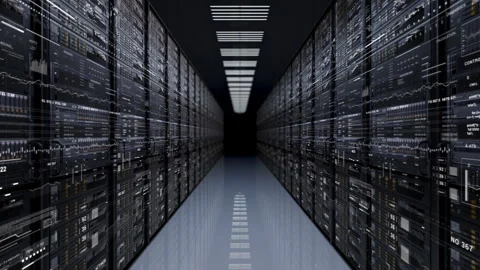 Data Center with Sci Fi HUD elements.Ser... | Stock Video | Pond5