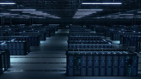 Data Center Server Room 3D Stock Video Footage | Royalty Free Data ...