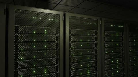 Data center server racks blinking LED li... | Stock Video | Pond5