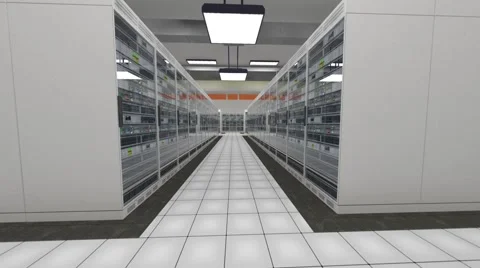 Data Center Server Room 3D Stock Video Footage | Royalty Free Data ...