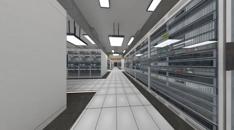 Data Center Server Room 3D Stock Video Footage | Royalty Free Data ...