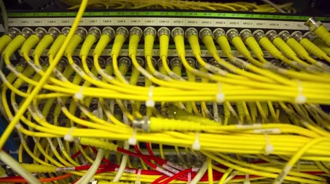 Data Center Servers With Yellow Cable Up... | Stock Video | Pond5