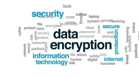 Data encryption animated word cloud, tex... | Stock Video | Pond5