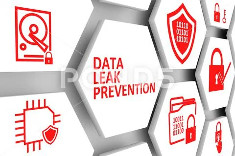 DATA LEAK PREVENTION concept cell background 3d illustration: Royalty ...
