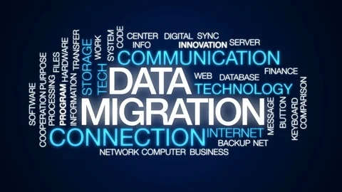 Data migration animated word cloud, text... | Stock Video | Pond5