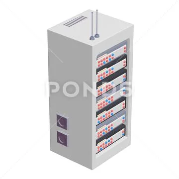 Data network server in cabinet. Diagnostic test in computer room ...