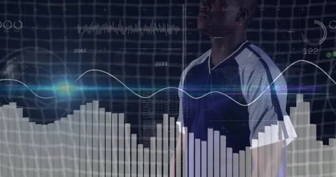 Data overlays fading in as soccer player... | Stock Video | Pond5