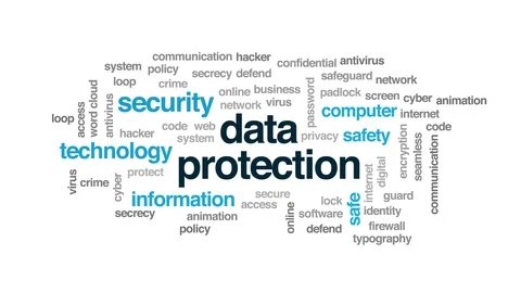 Data protection animated word cloud. Kin... | Stock Video | Pond5