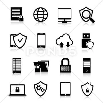 Data Protection Icons Stock Illustration ~ Graphic #45940016
