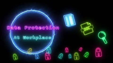 data protection at workplace Neon pink-b... | Stock Video | Pond5