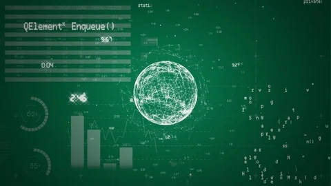 Data scrolling, globe rotating and chart... | Stock Video | Pond5