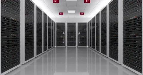 Data Server Room. Computer Racks All Aro... | Stock Video | Pond5