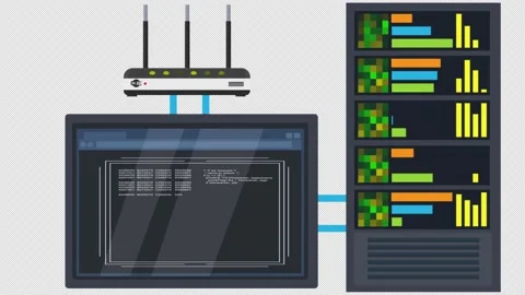 Data storage. Animation server. Cartoon | Stock Video | Pond5