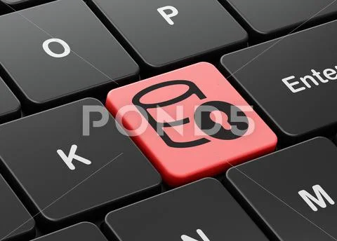 Database concept: Database With Lock on computer keyboard background Illustration #64825956