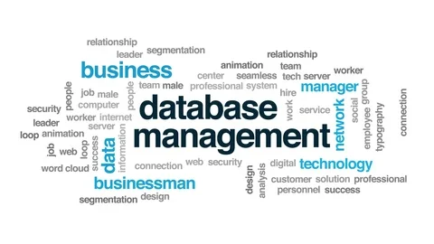 Database management animated word cloud.... | Stock Video | Pond5
