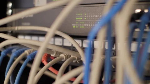 Datacenter server with Utp ethernet cabl... | Stock Video | Pond5