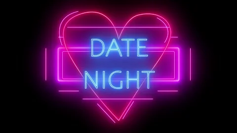 date night text neon lights background w... | Stock Video | Pond5