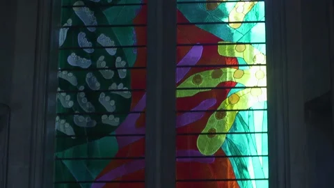 David Hockney unveils stained glass wind... | Stock Video | Pond5