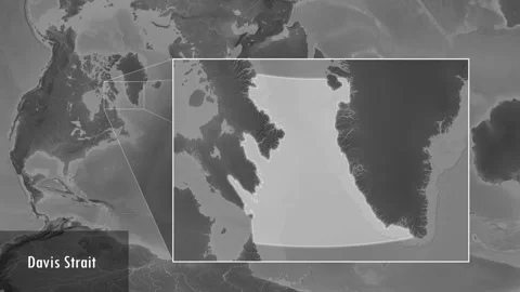 Davis Strait. Grayscale map. Patterson C... | Stock Video | Pond5