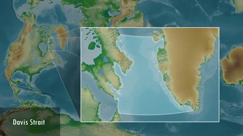 Davis Strait. Physical map. Patterson Cy... | Stock Video | Pond5