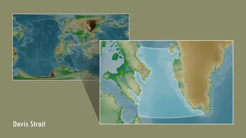 Davis Strait. Physical map. Patterson Cy... | Stock Video | Pond5