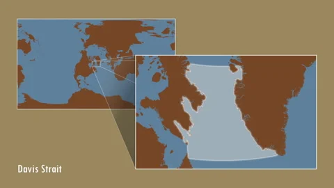 Davis Strait. Solid map. Patterson Cylin... | Stock Video | Pond5