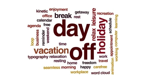 Day off animated word cloud, text design... | Stock Video | Pond5