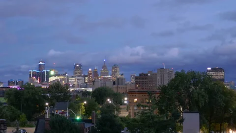 Day to Night Time Lapse Detroit Skyline ... | Stock Video | Pond5
