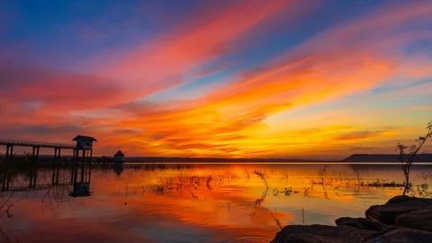 Day to night time lapse of sunset at Lum... | Stock Video | Pond5